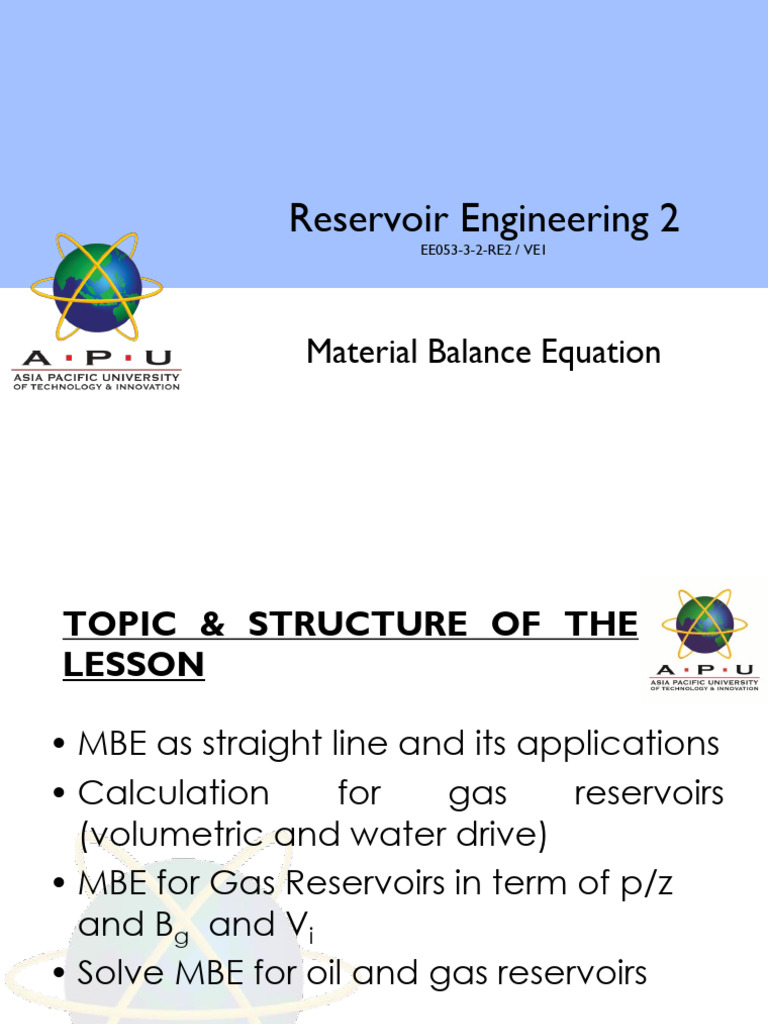 Chapter 4.2 - Material Balance Equation (MBE) | PDF | Petroleum ...
