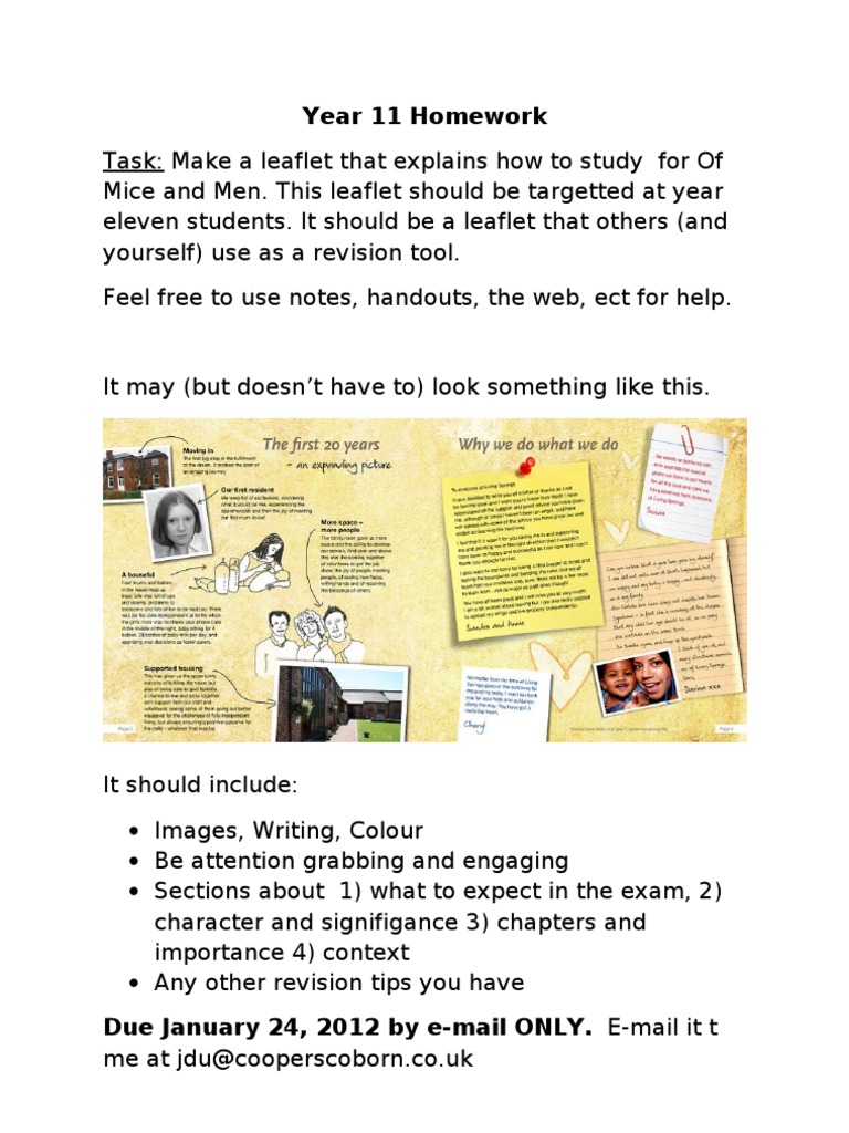 Year 11 Homework - Leaflet | PDF