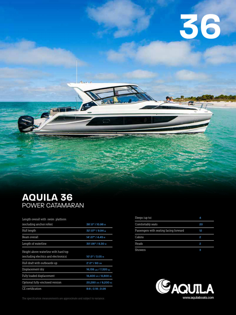 AQU - 36 - SpecSheet - NewBranding 08102017 | PDF | Deck (Ship) | Boats