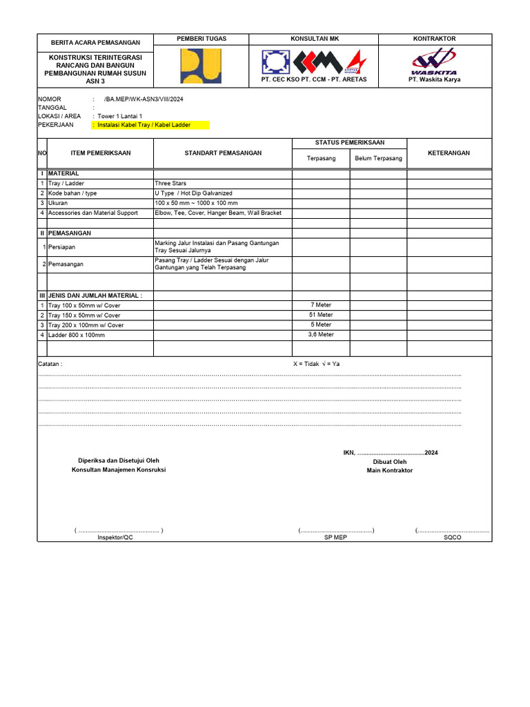 BA PEMASANGAN MEP - T1 LT.1 tray | PDF