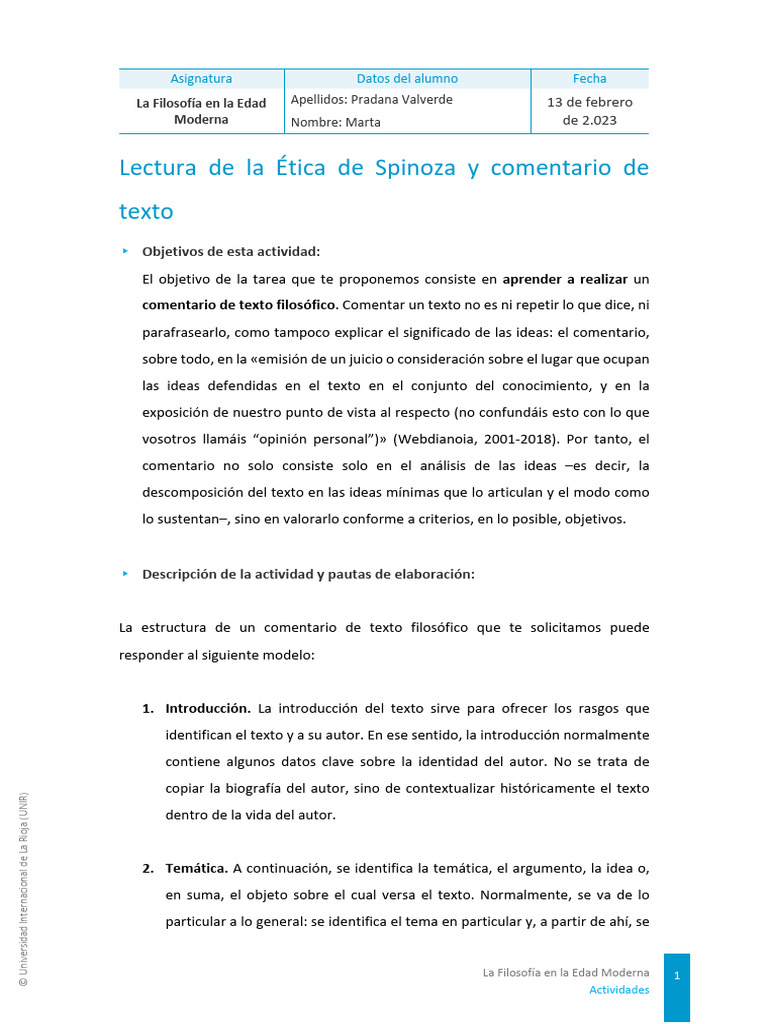 Filosofía Spinoza | PDF | Baruch Spinoza