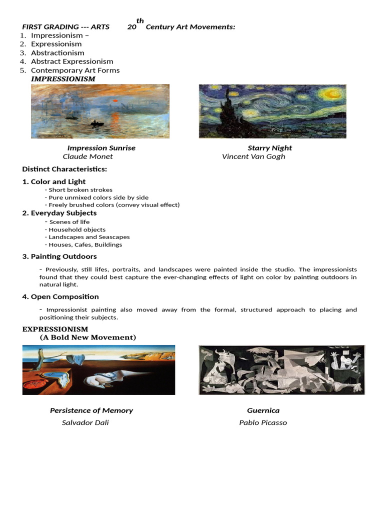 Lecture in Arts 1st Grading | PDF | Impressionism | Paintings