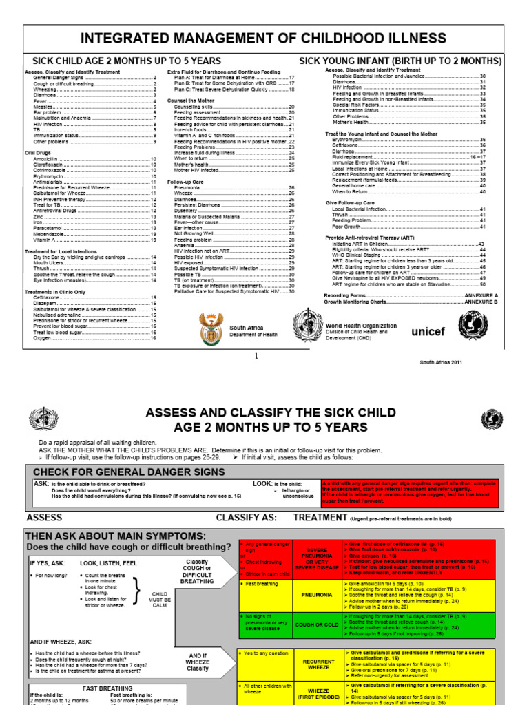 IMCI Chart Booklet - 2011 | PDF | Diarrhea | Cough
