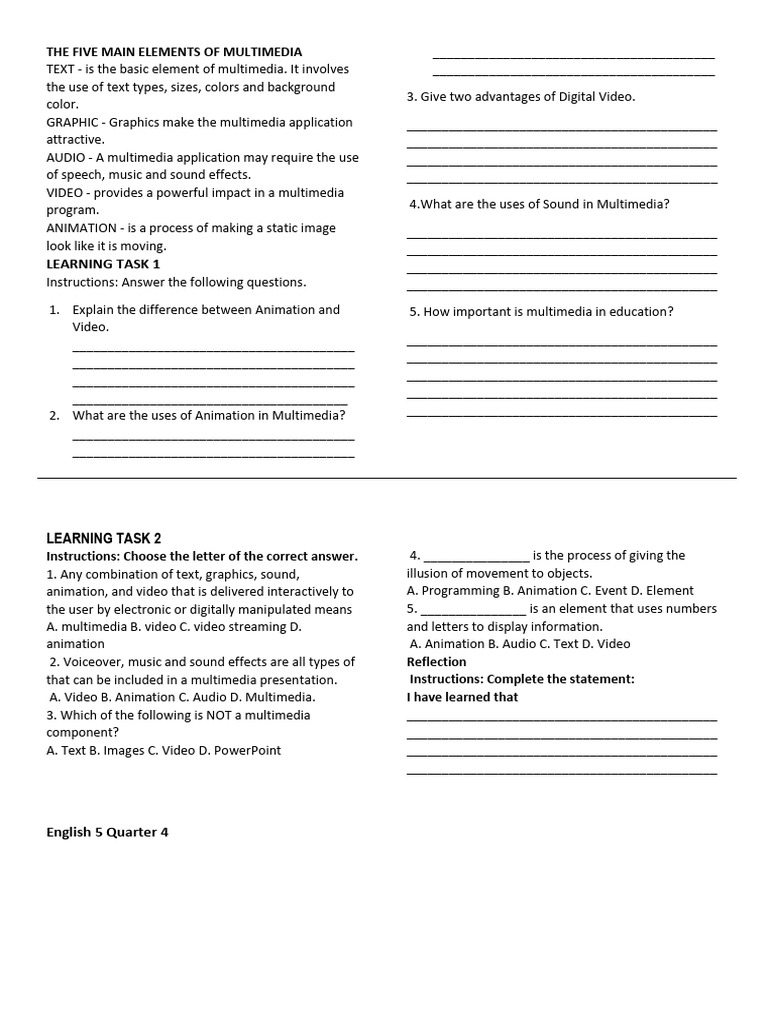 THE-FIVE-MAIN-ELEMENTS-OF-MULTIMEDIA2 | PDF | Multimedia | Animation