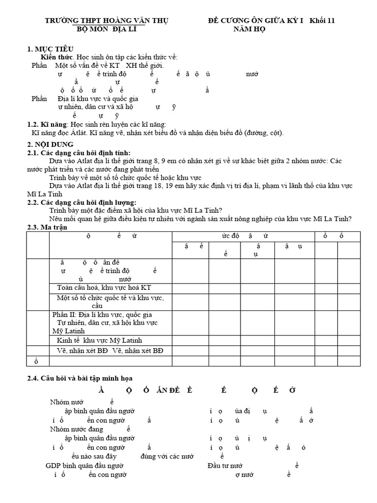 De Cuong Dia Li 11 Giua Ky 1 Nam 2023 2024 Truong Thpt Hoang Van Thu Ha ...