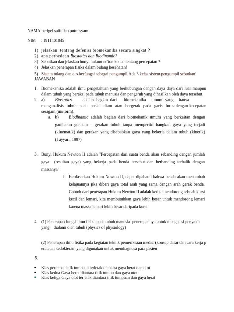 Tgs Biomekanik Perigel | PDF | Filsafat