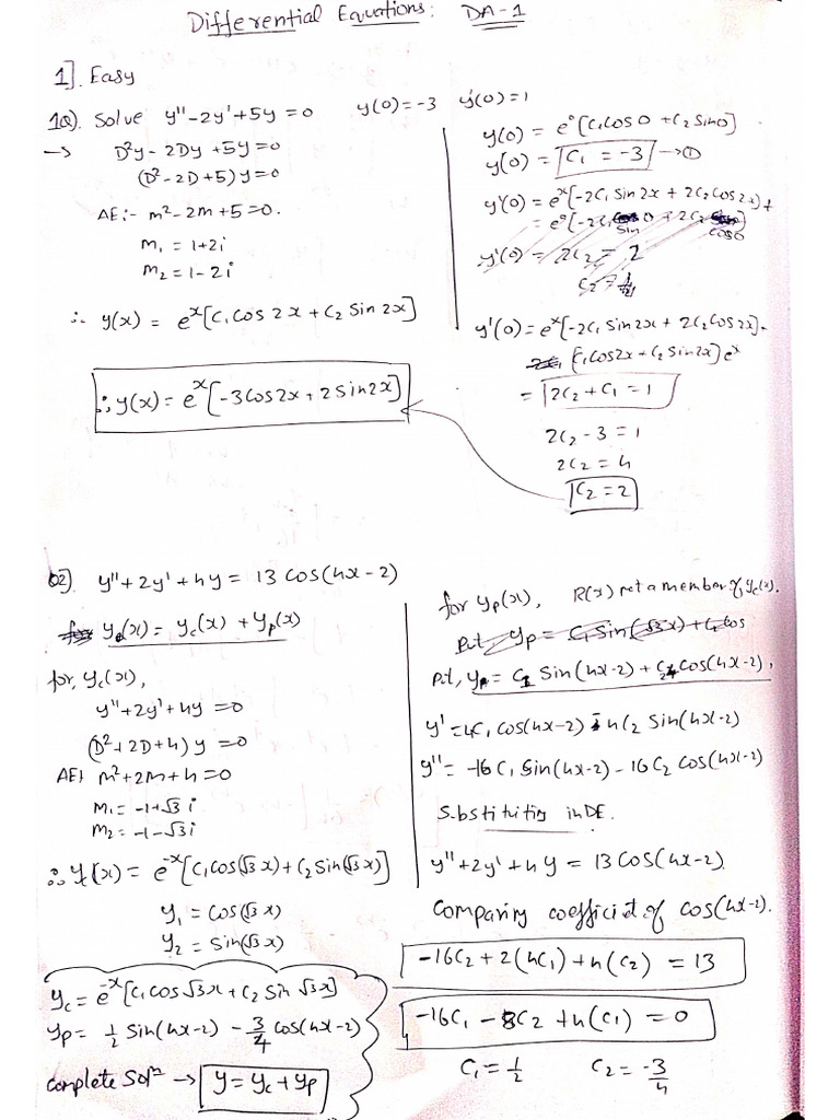 Differential Equations Da-1 Tutorial Sheet (1) | PDF