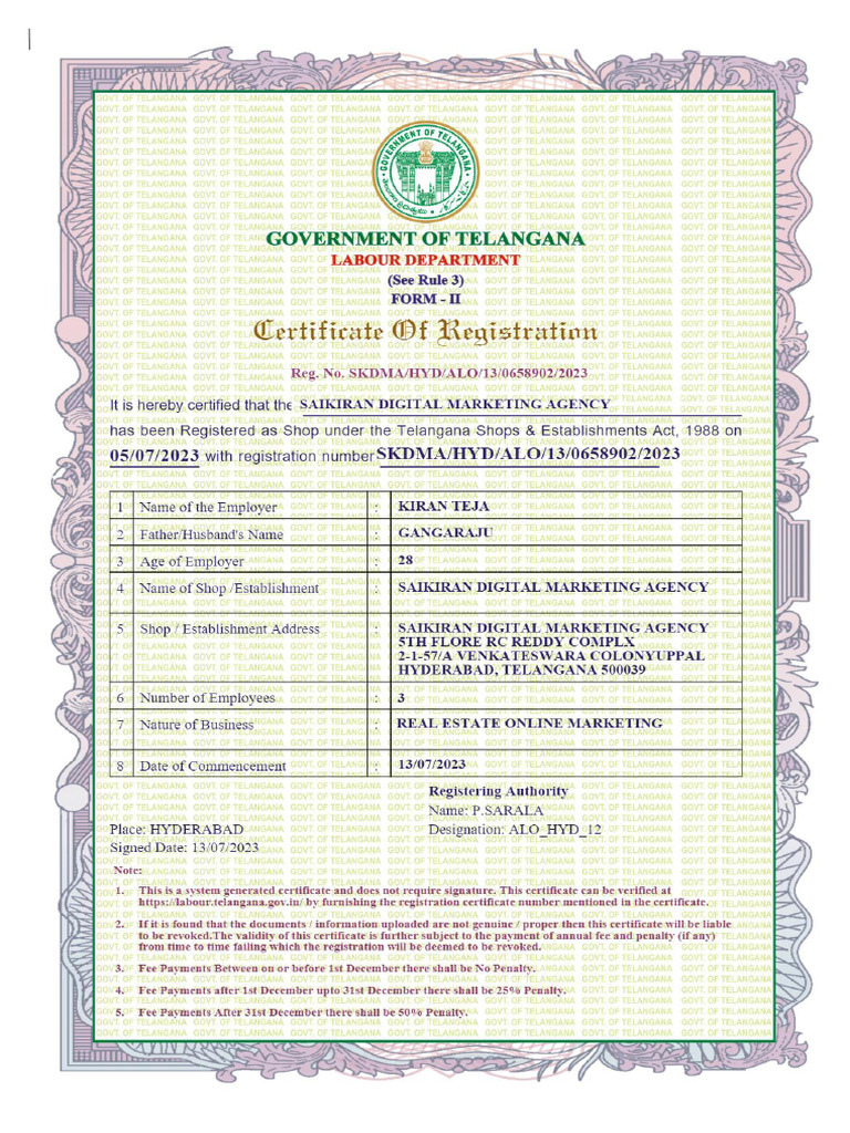 Labour Certificate | PDF
