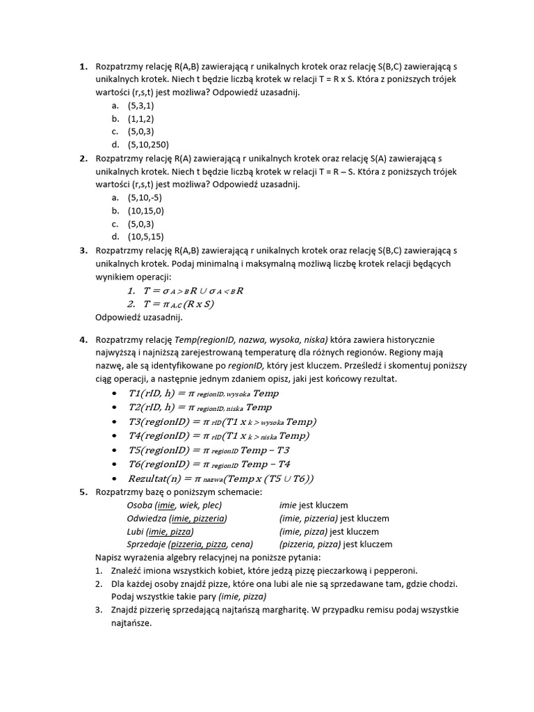 Sprawdzian Bazy | PDF