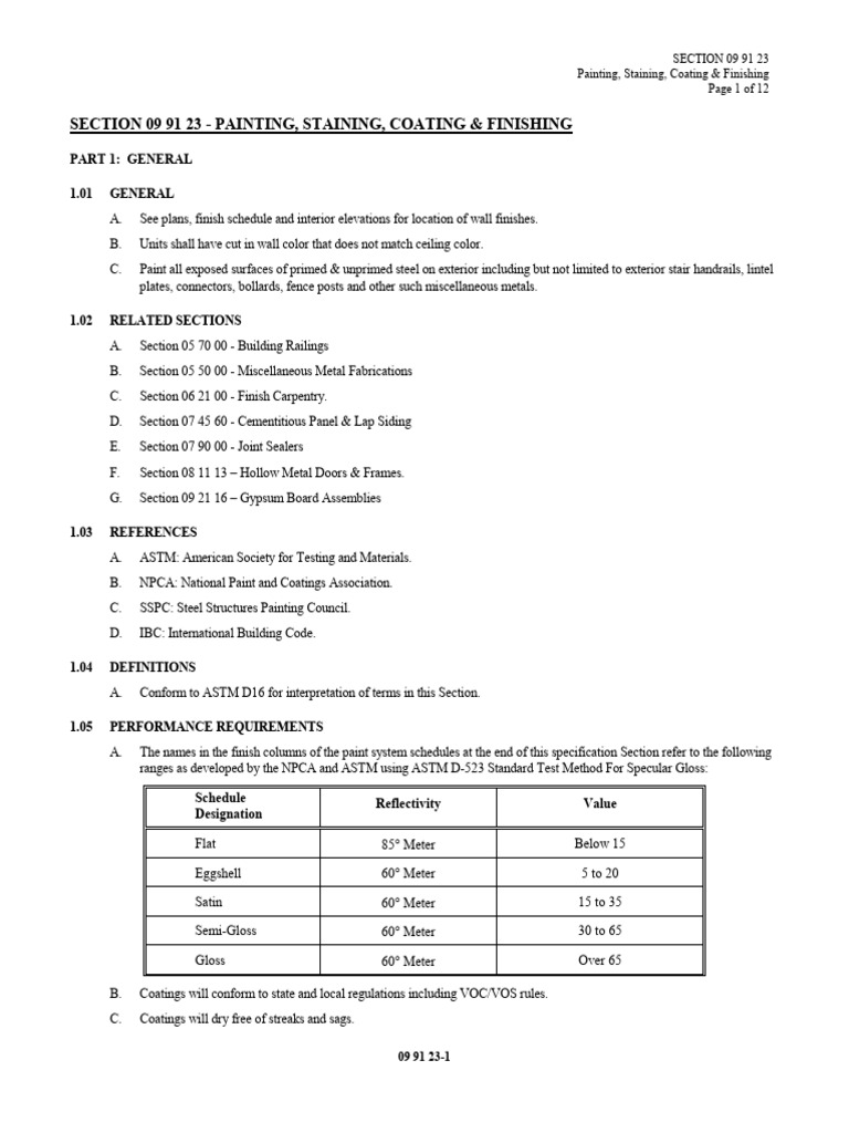 Painting & Coating Specifications | PDF | Paint | Varnish