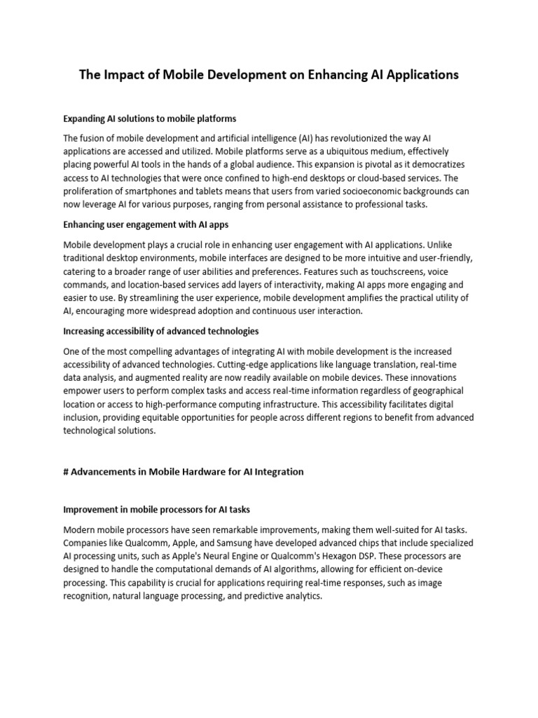 Mobile AI: Revolutionizing Accessibility | PDF | Artificial Intelligence | Intelligence (AI ...