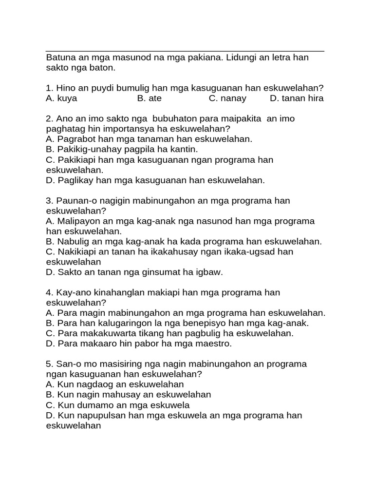 Batuna An Mga Masunod Na Mga Pakiana | PDF