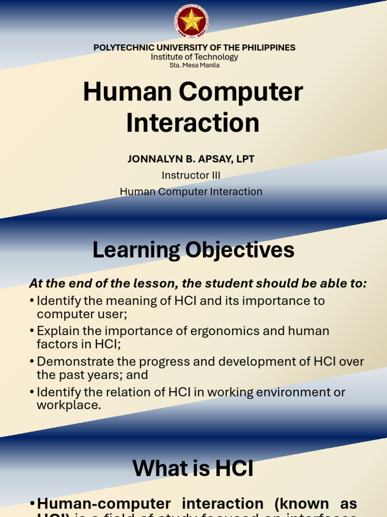 Lesson 1 Introduction to HCI | PDF | Icon (Computing) | Human–Computer Interaction