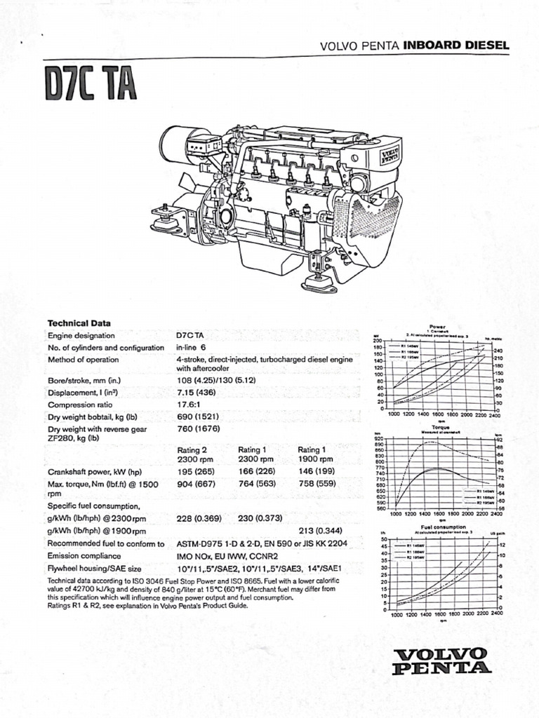 Volvo Penta D7C TA Inboard Diesel | PDF