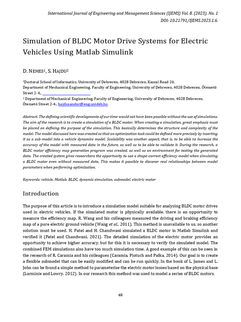 Simulation of BLDC Motor Drive Systems For Electri | PDF | Simulation ...