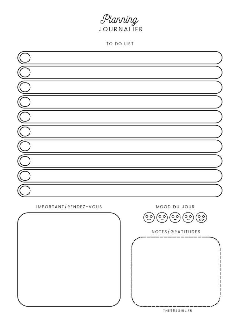 Planning Journalier Vierge 2 | PDF | Finance & Money Management | Home & Garden