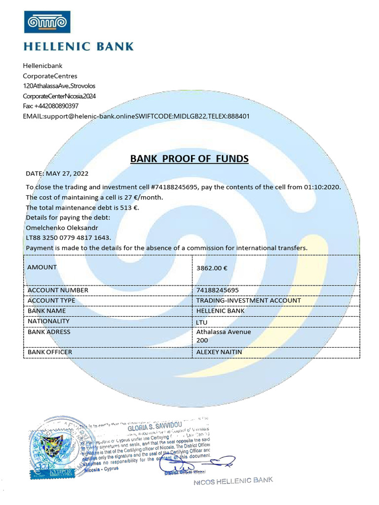 Hellenic bank details | PDF