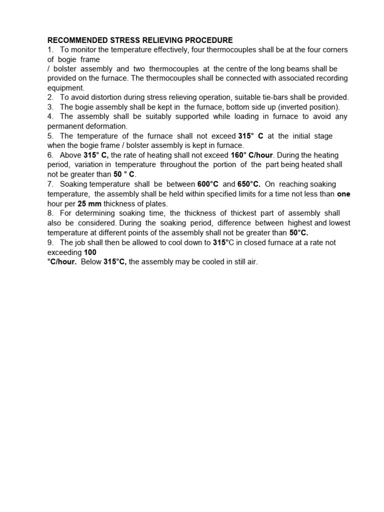 Stress Relieving Procedure Guidelines | PDF