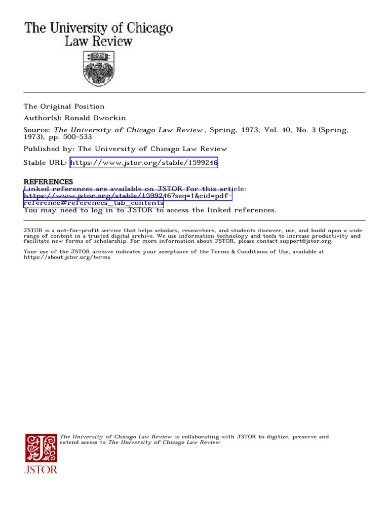 Dworkin OriginalPosition 1973 | PDF | John Rawls | Justice
