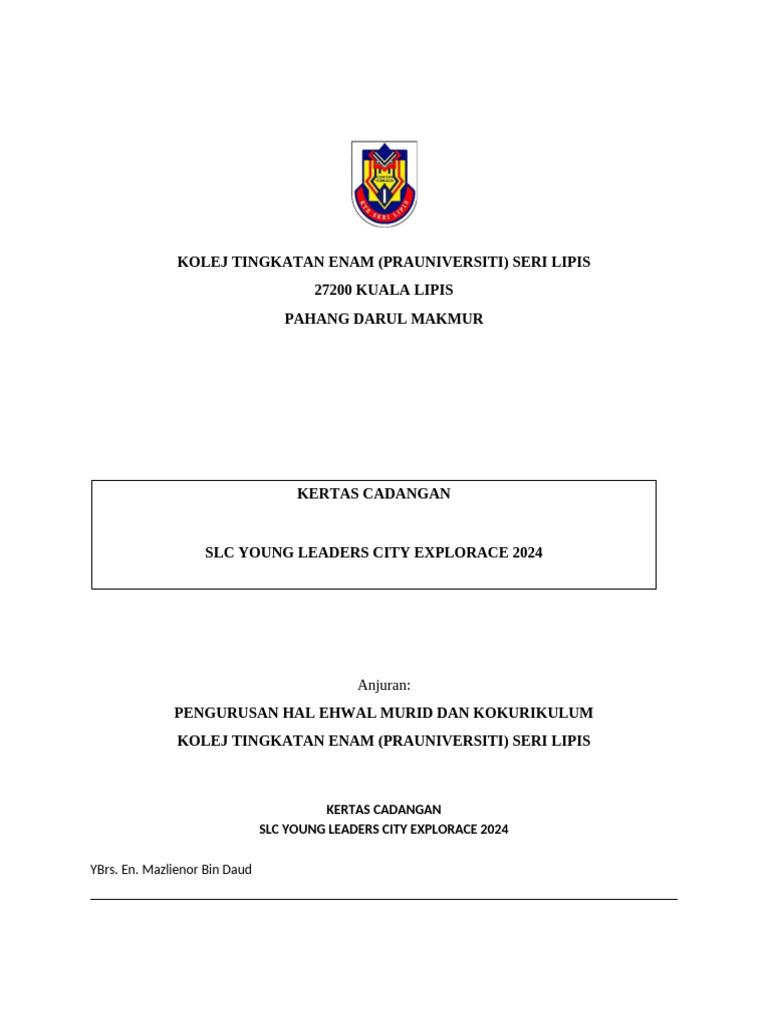 Kertas Kerja Explorace 2024 | PDF