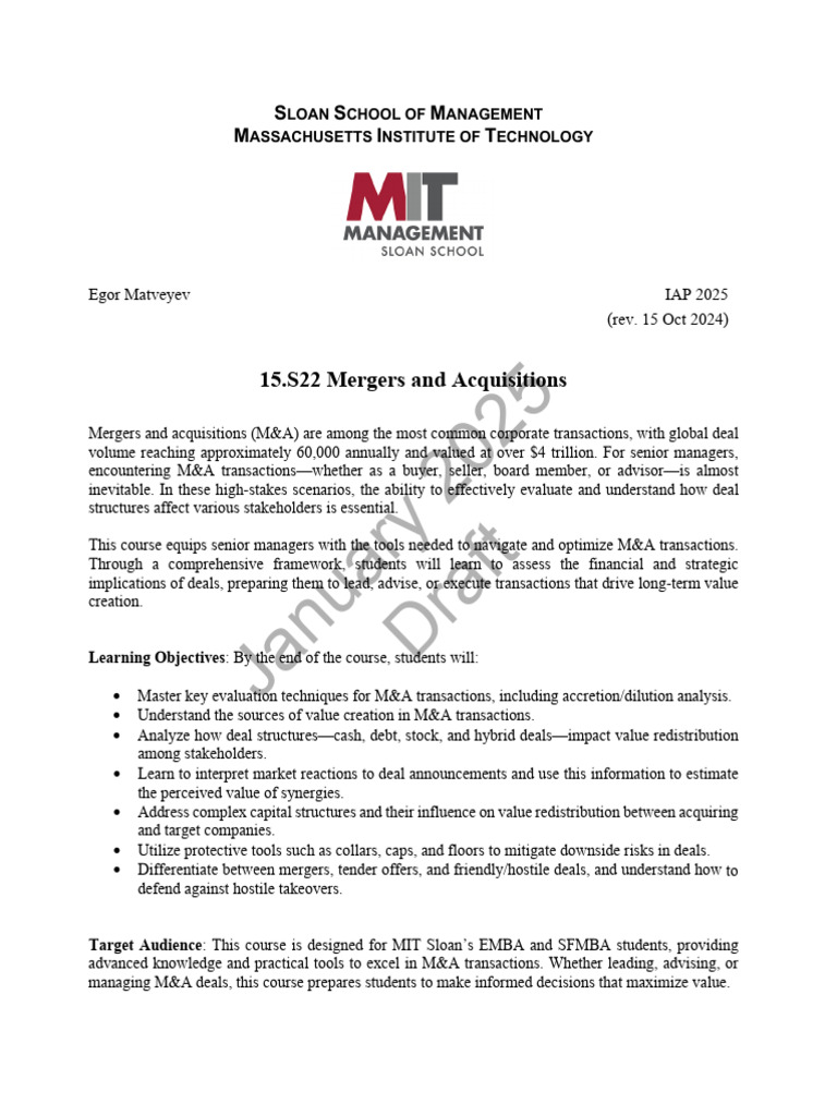 Mergers and Acquisitions | PDF | Mergers And Acquisitions | Business