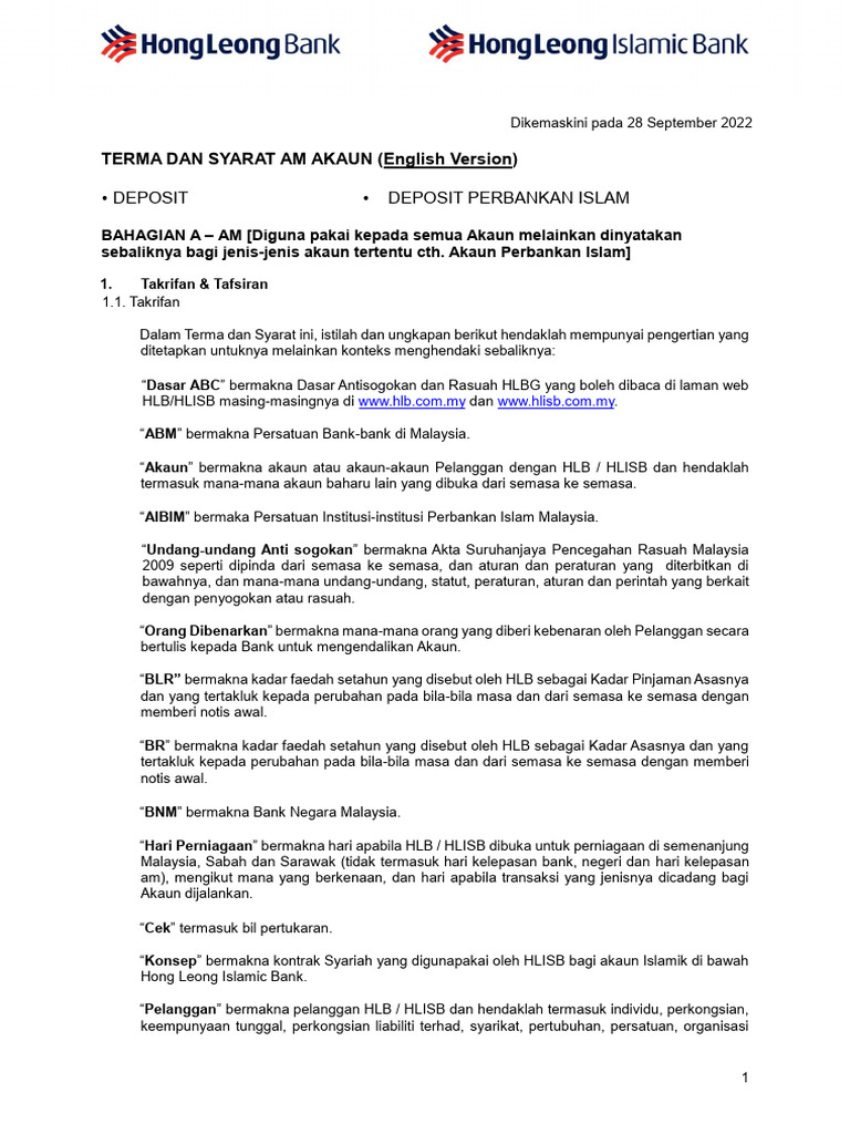 Hlb General Tnc of Accounts Bm | PDF