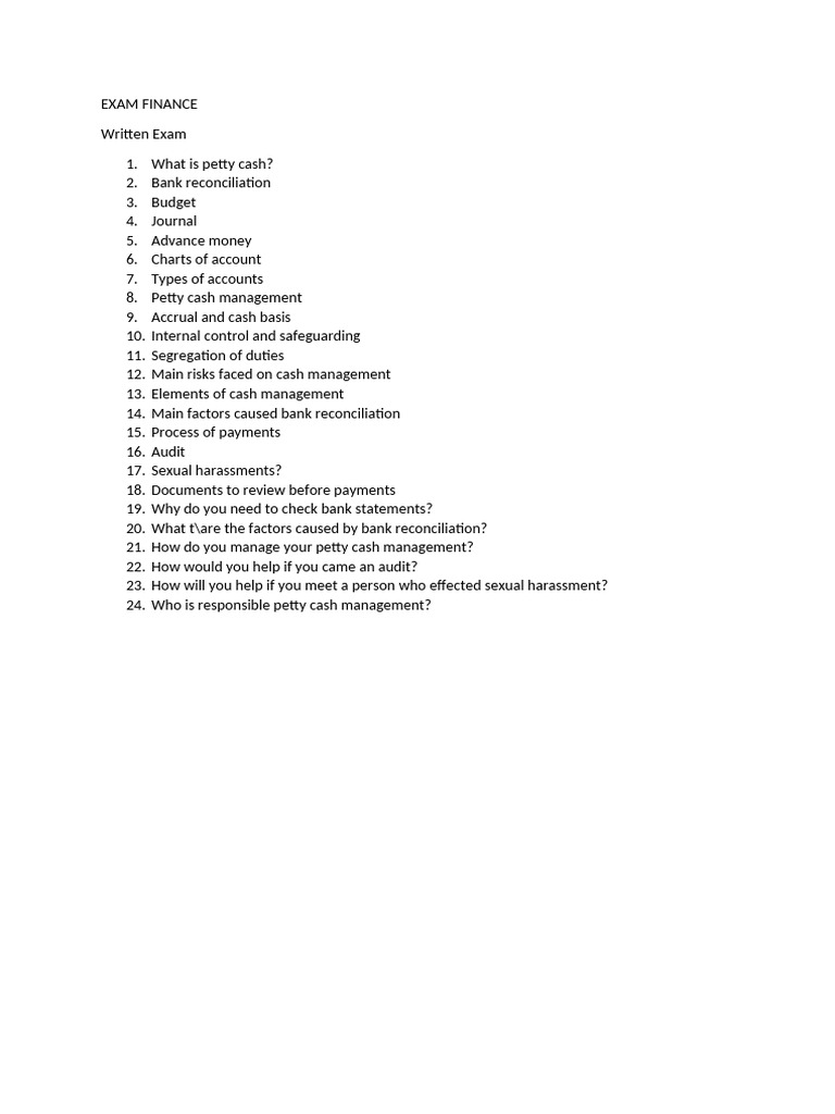 Finance Exam Sample Questions | PDF