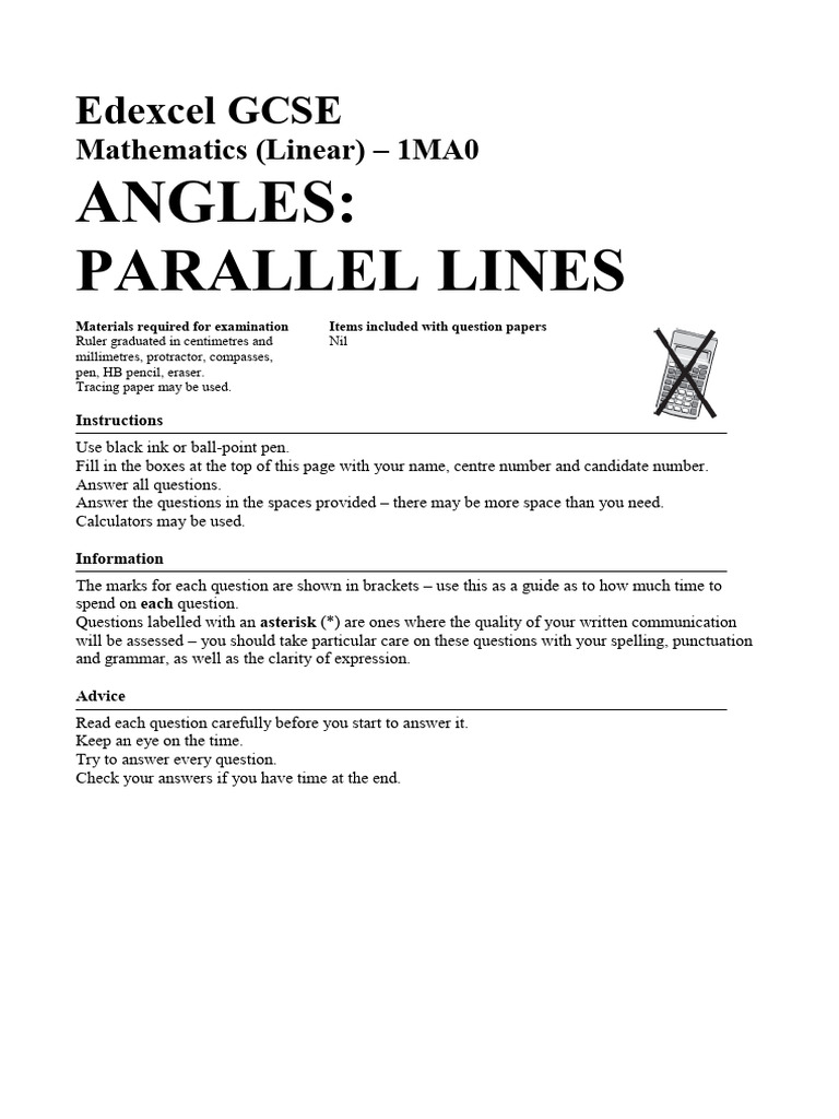33 - Angles Parallel Lines | PDF