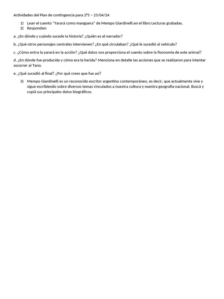 Act Contingencia 2do 5ta 25-4 | PDF | Ficción general