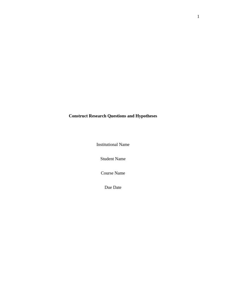 Construct Research Questions and Hypotheses - Edited | PDF ...