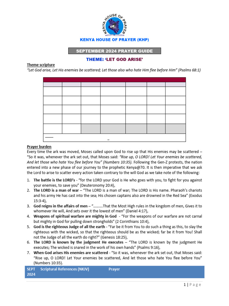 September 2024 Prayer Guide | PDF | Glory (Religion) | Prayer