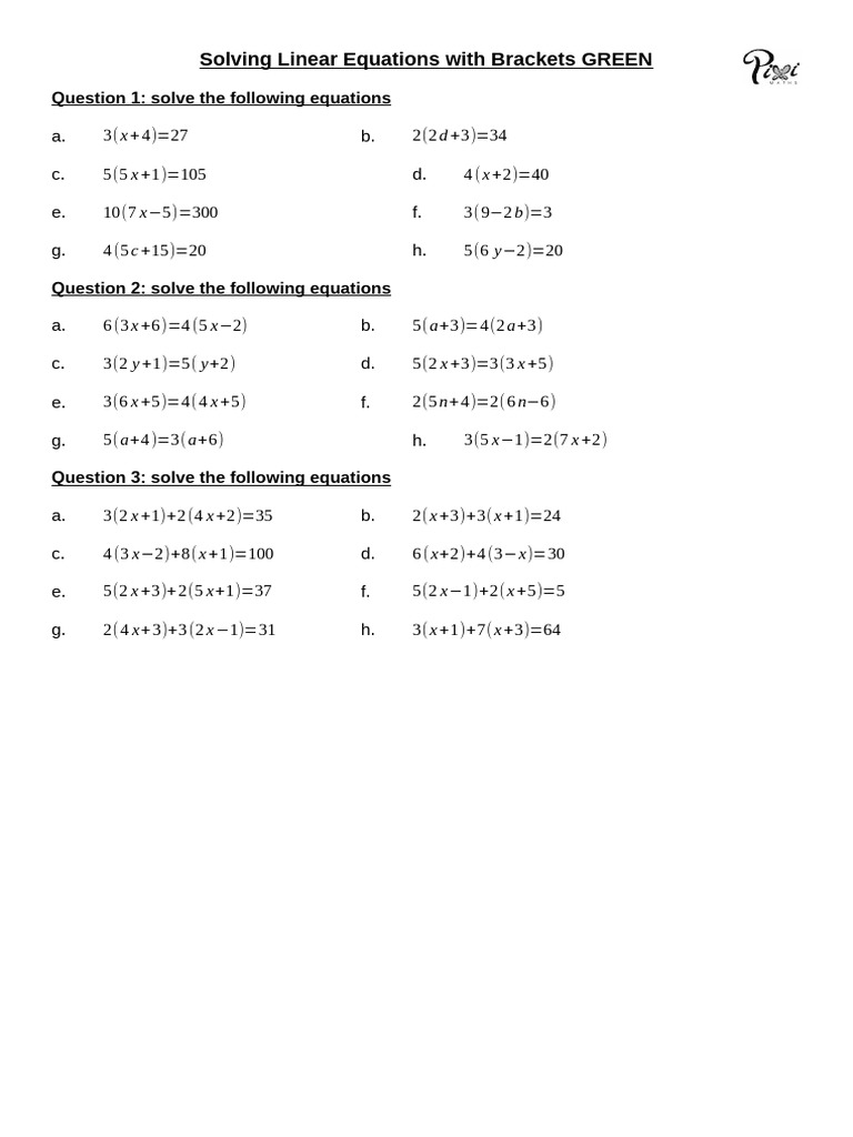 Solving Linear Equations With Brackets R | PDF | Equations | Mathematical Objects