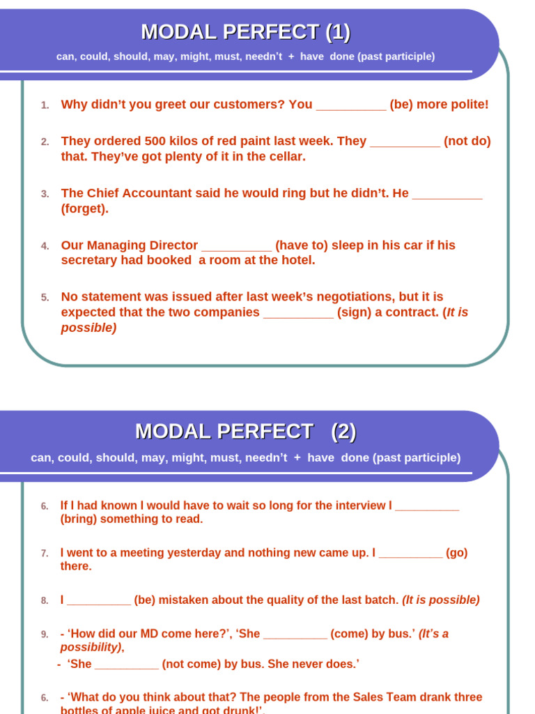 Modal Perfect Zdania | PDF