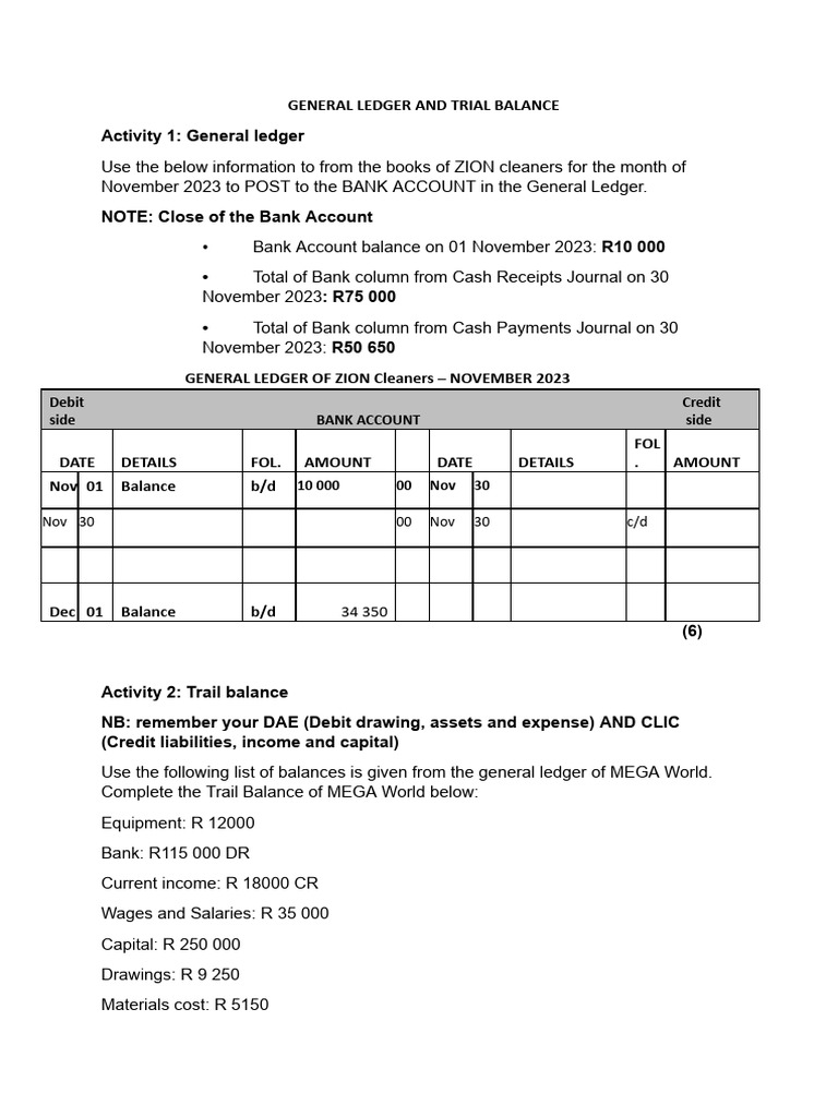 General Ledger and Trial Balance Guide | PDF