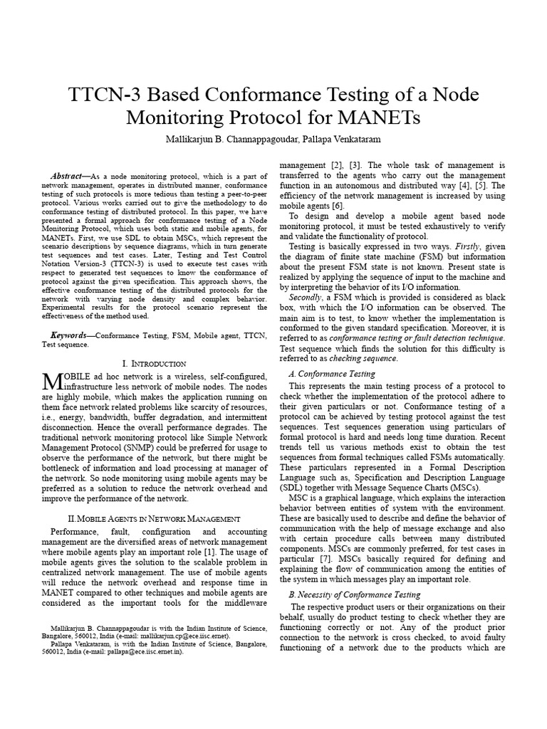 Ttcn 3 Based Conformance Testing Of A Node Monitoring Protocol For