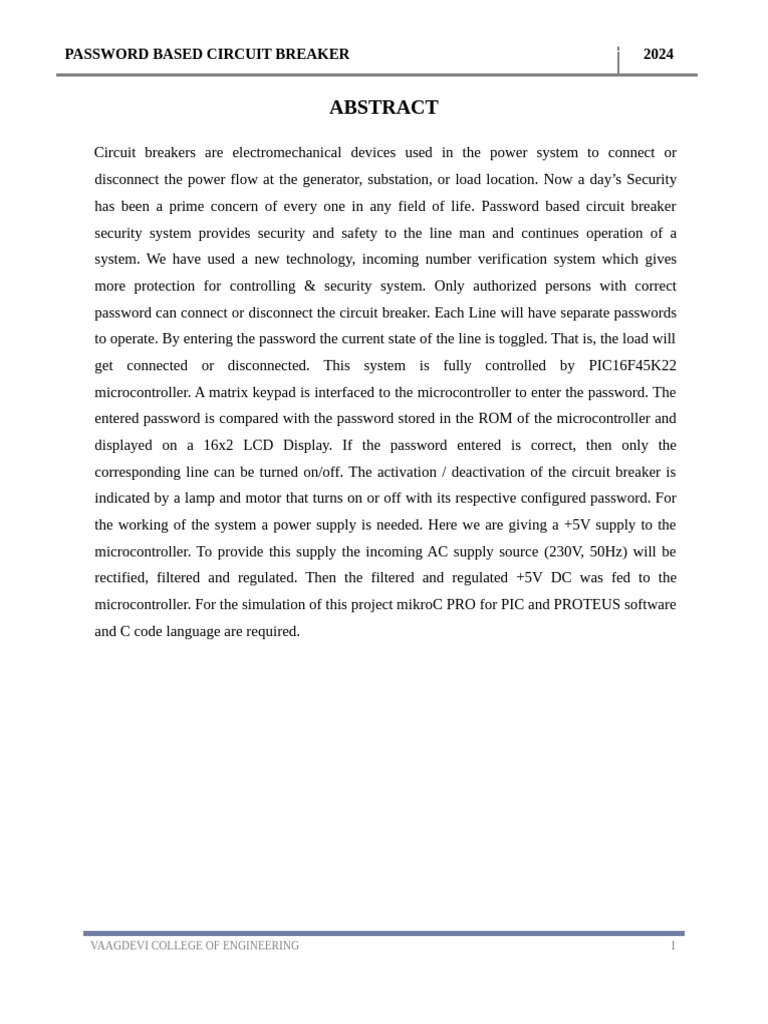 Password-Based Circuit Breaker System | PDF | Resistor | Capacitor