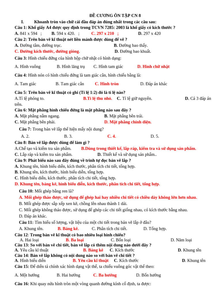 Ôn Tập Cn 8 Giữa HK1 Moi | PDF