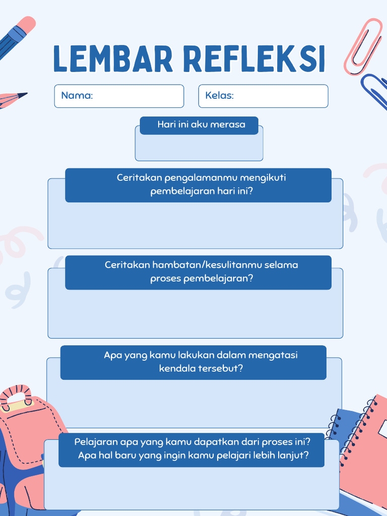 Contoh Lembar Refleksi Pembelajaran | PDF | Pengembangan Diri