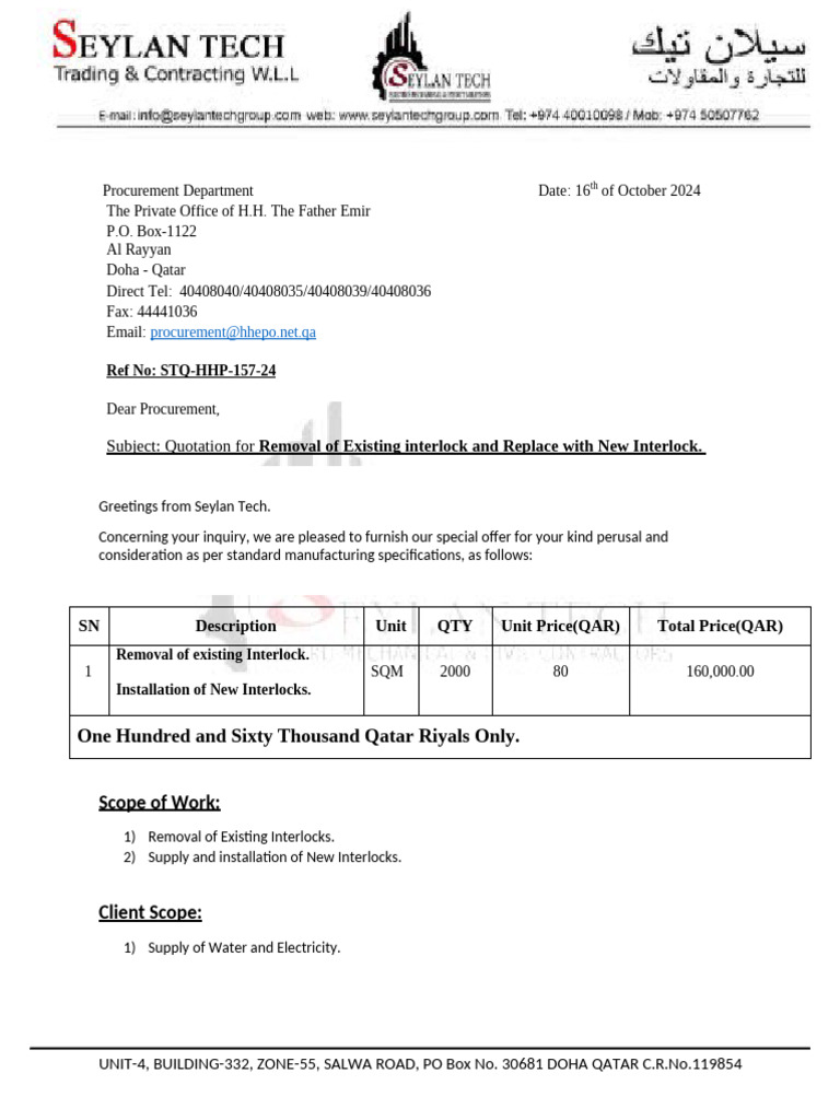 Quotation for Interlock Replacement | PDF | Home & Garden | Technology ...