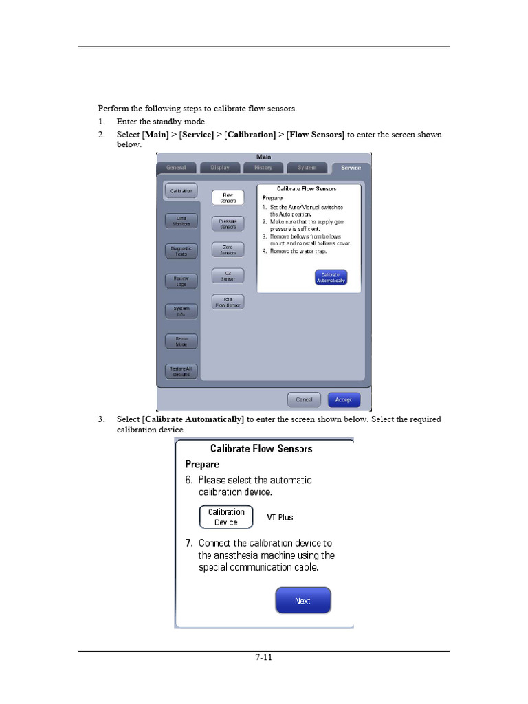 A7 Calibration Procedure Flow Sensor Pdf Calibration Valve