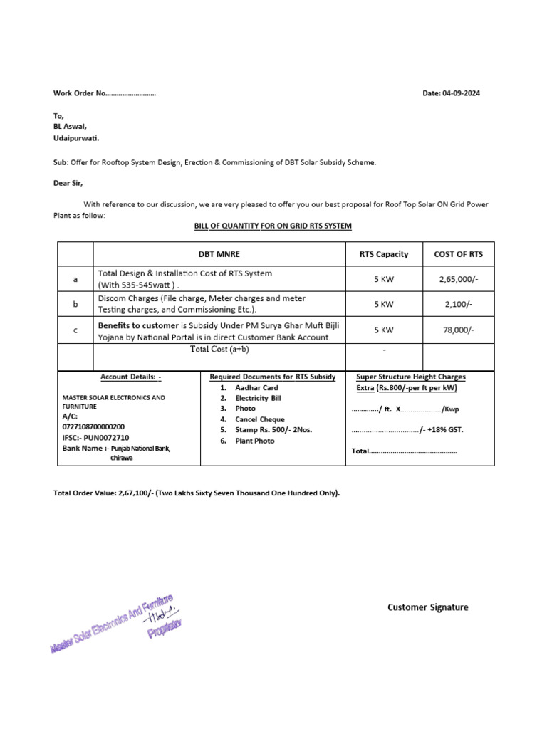 Master Solar Quatation - 5kw | PDF | Sustainable Energy | Electric Power