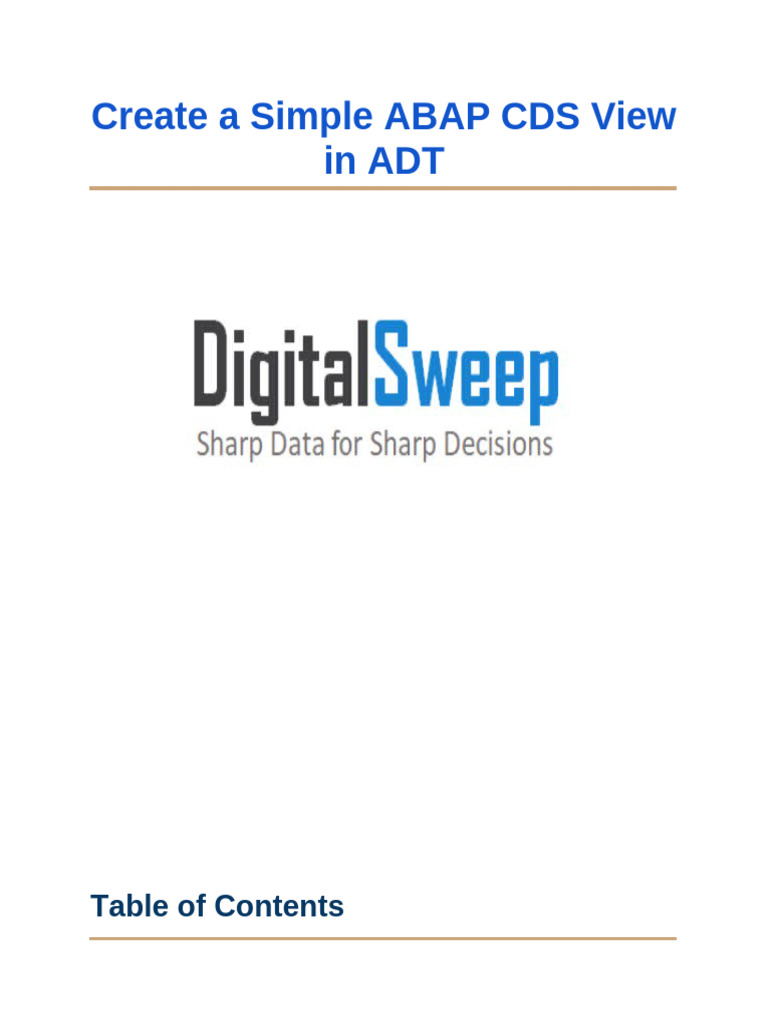 Create A Simple ABAP CDS View in ADT | PDF | Information Technology | Computer Science