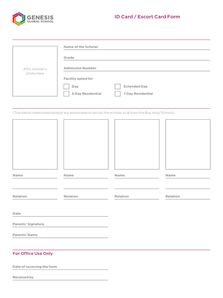 Escort ID Card Form | PDF