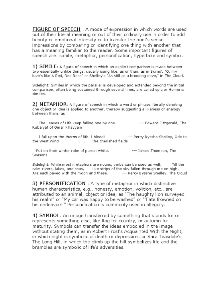 Understanding Figures of Speech | PDF | Metaphor | Anthropomorphism