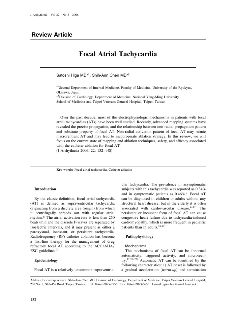 Focal Atrial Tachycardia Overview | PDF | Electrocardiography | Atrium ...