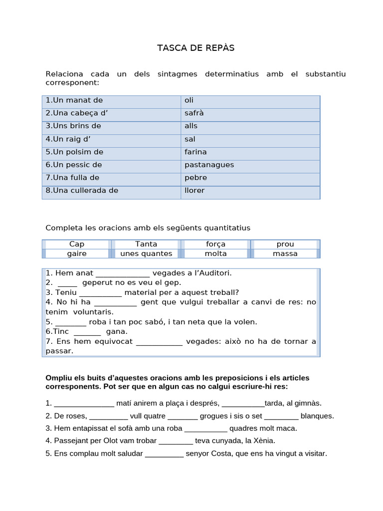 Tasca de Repàs | PDF