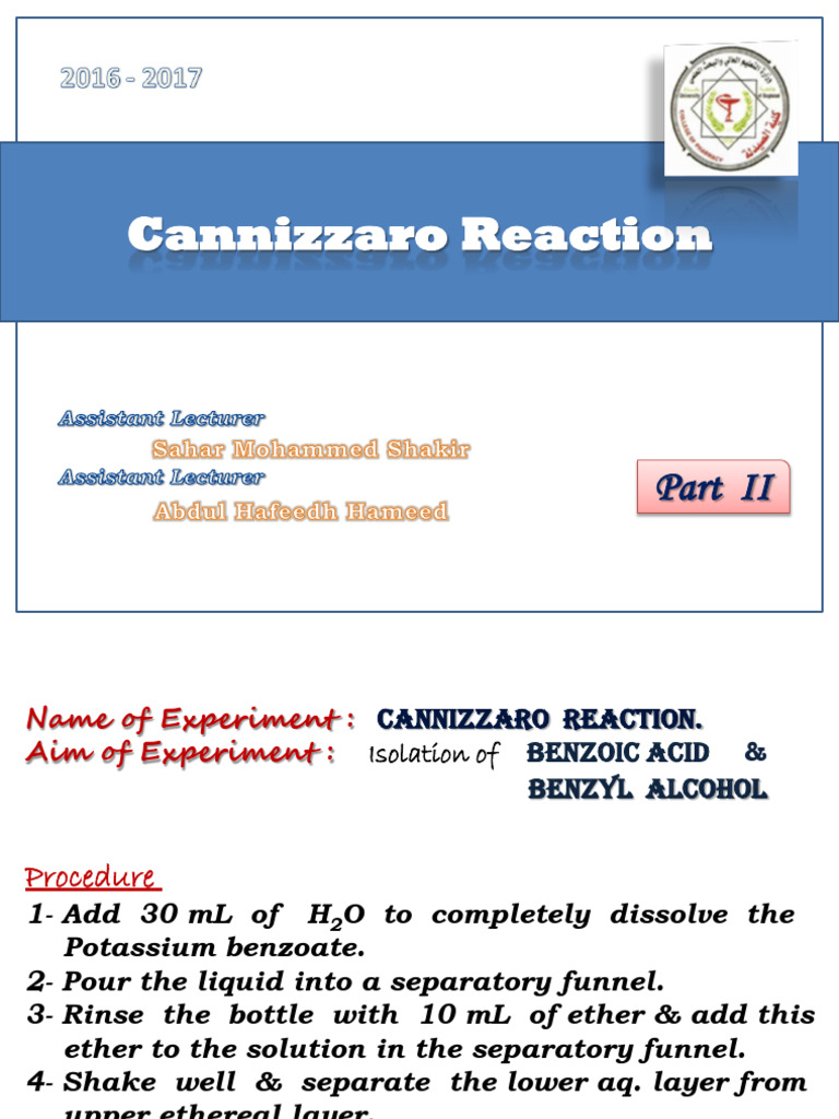 Cannizzaro Reaction Part II | PDF | Chemical Compounds | Chemistry