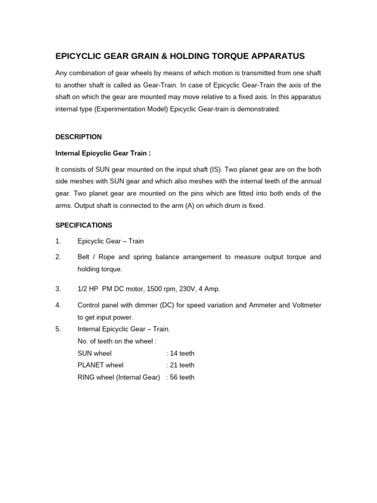 EPACYCALIC APP | PDF | Gear | Torque