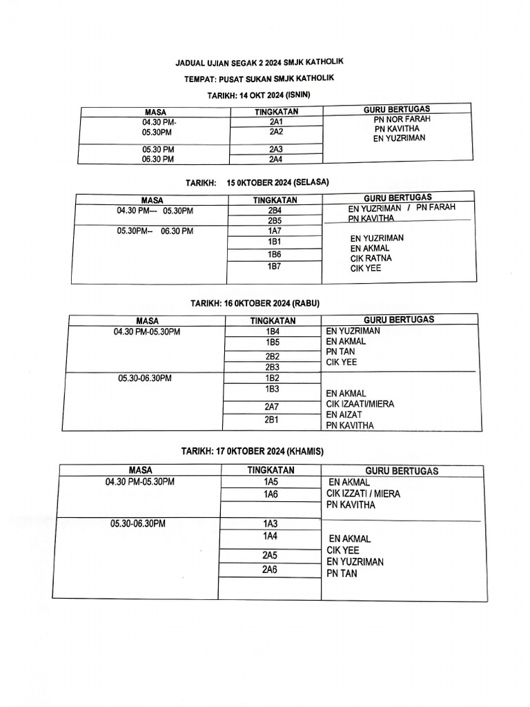 Ujian Segak Sesi Petang 2024 | PDF