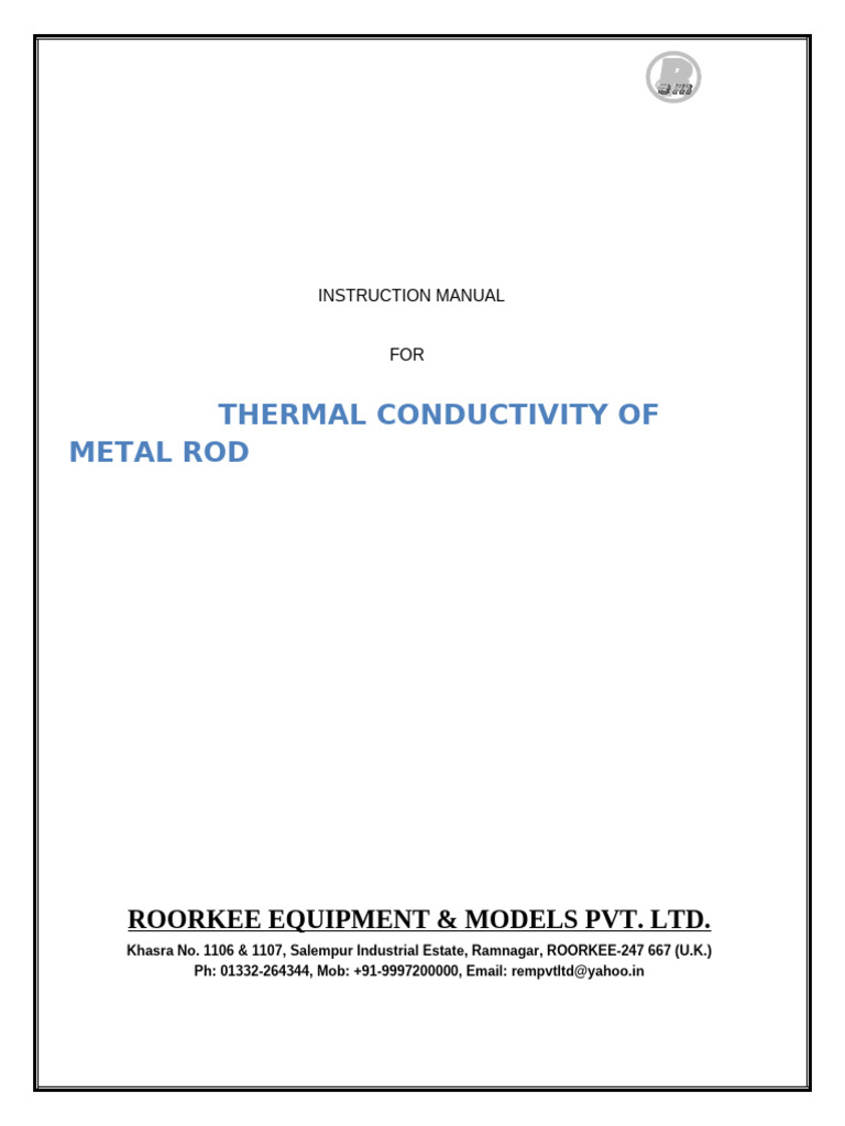 Thermal Conductivity of Metal Bar | PDF | Thermal Conduction | Heat